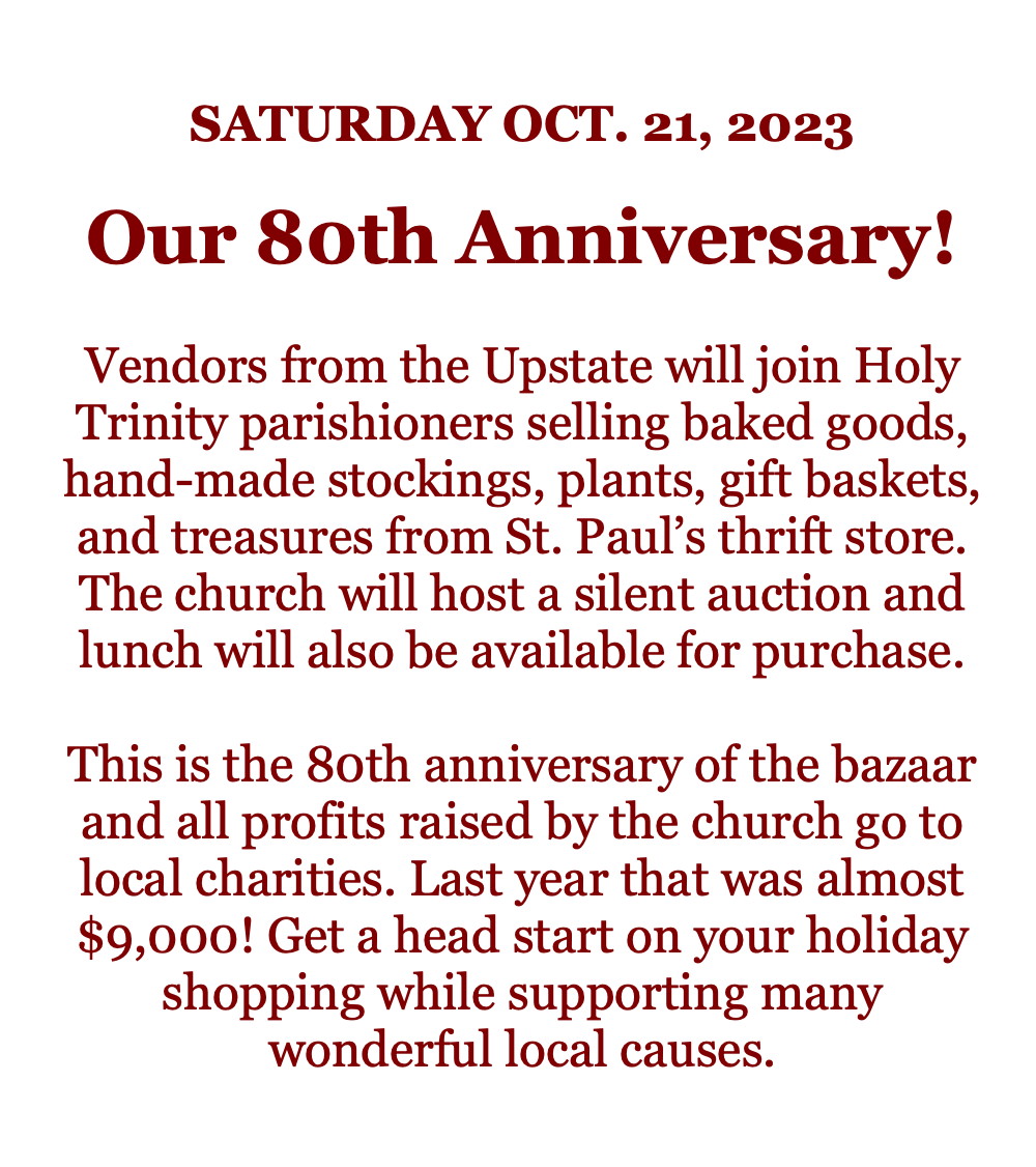 Holy Trinity Bazaar, 2021